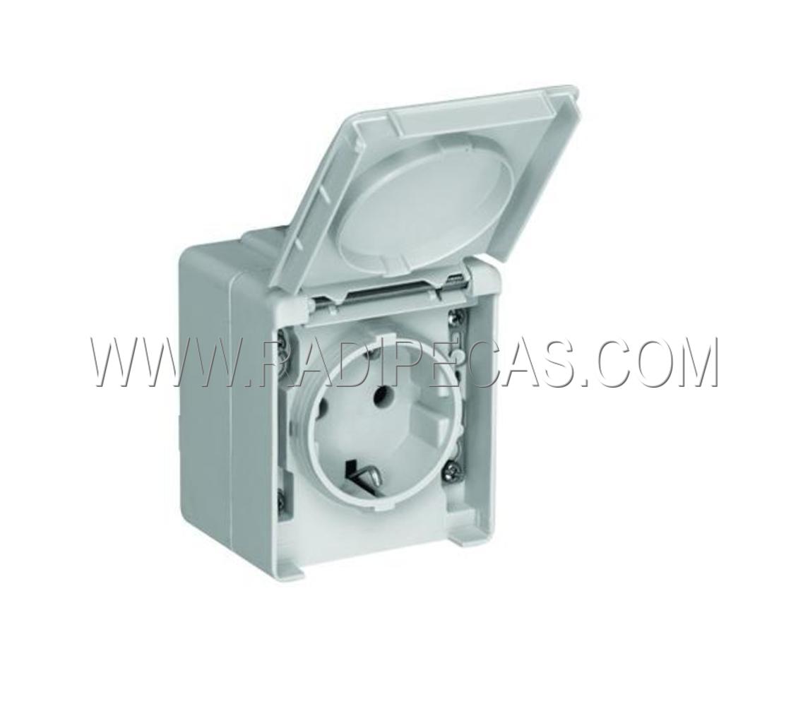 48131CBR TOMADA ESTANQUE 2P+T (SCHUKO) BRANCA - Radipeças