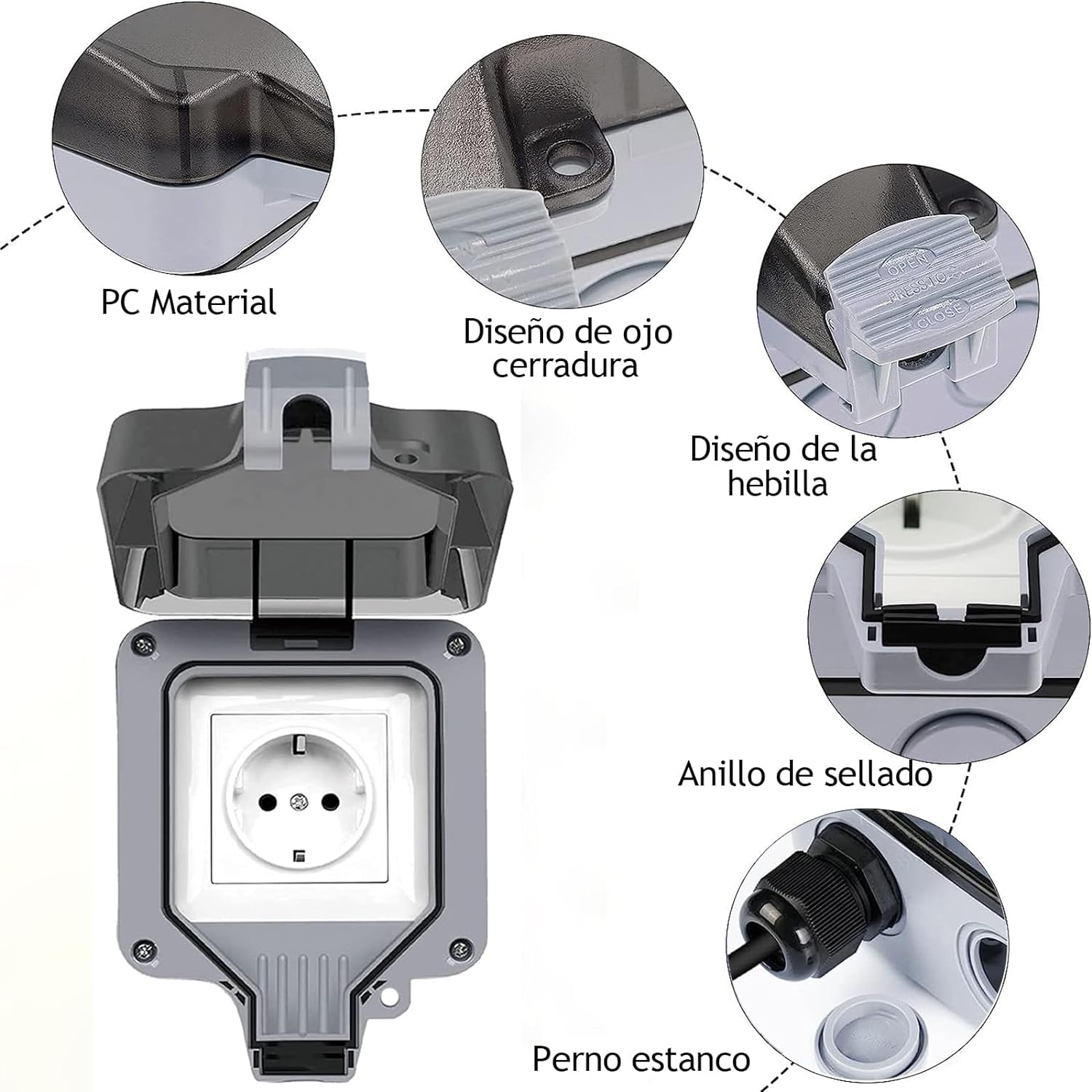 X001SKFPMR Tomada 220v 16A para exterior – estanque IP66 – – Radipeças